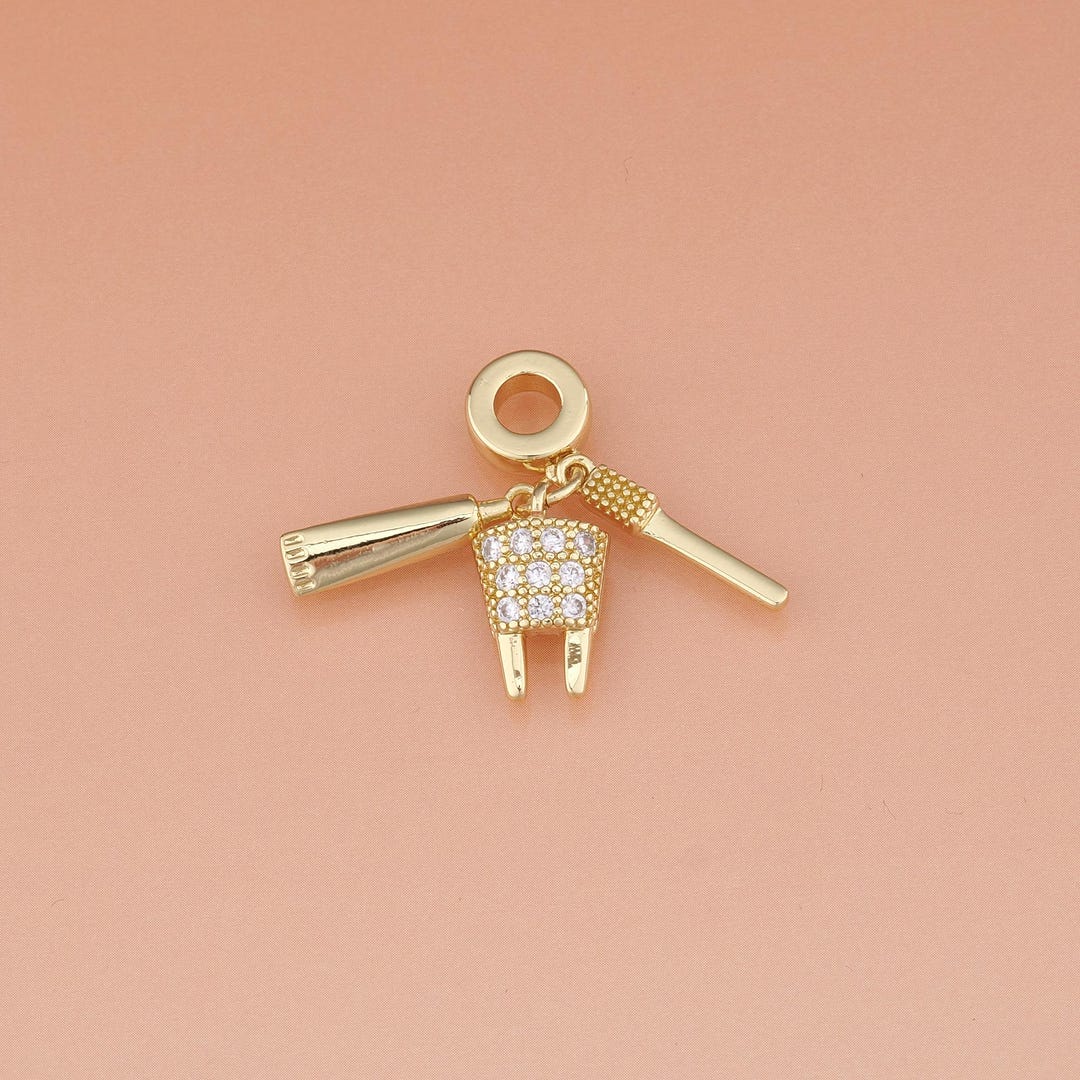 18K Gold Filled CZ Teeth Toothbrush Pendant,toothpaste Charm for ...