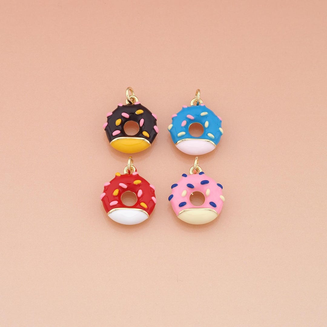 18K Gold Filled Enamel Donut Pendant,donut Charm for Jewelry Making,diy ...