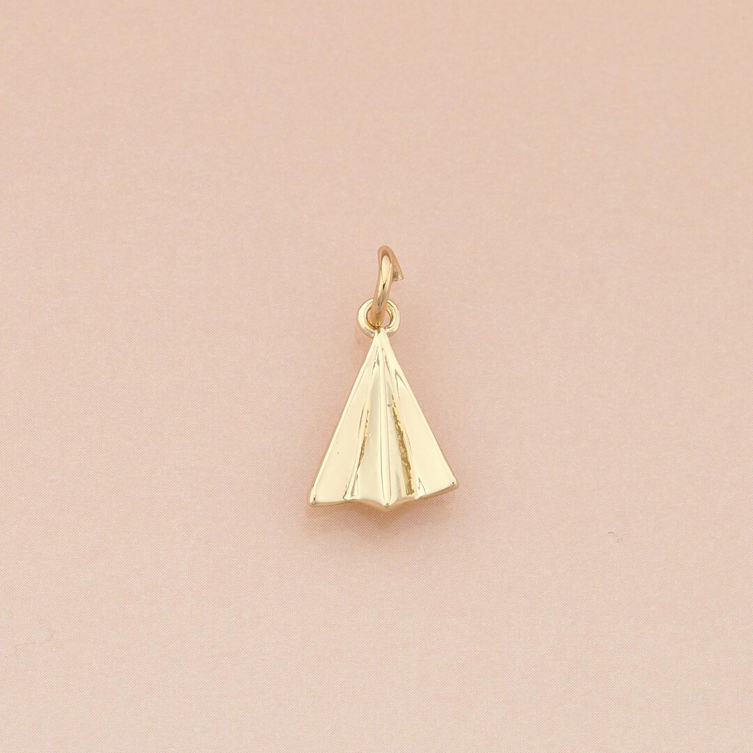 18K Gold Filled Paper Airplane Pendant,paper Airplane Charm for Jewelry ...