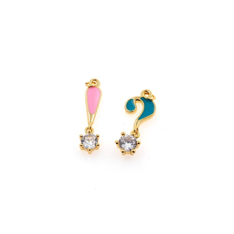 18K Gold Filled Exclamation Mark Pendant,enamel Question Mark Charm for ...