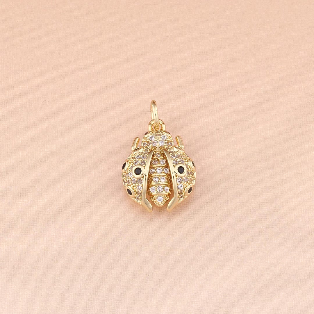 18K Gold Filled CZ Ladybug Pendant,insect Charm for Jewelry Making,diy ...