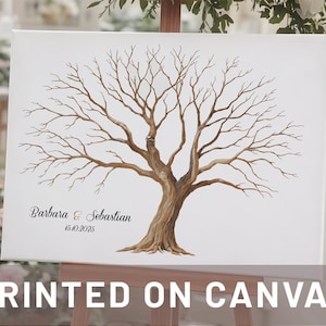 Wedding Tree - Art Print Wrapped Canvas + 3 Ink Pads Wedding Tree Guest ...