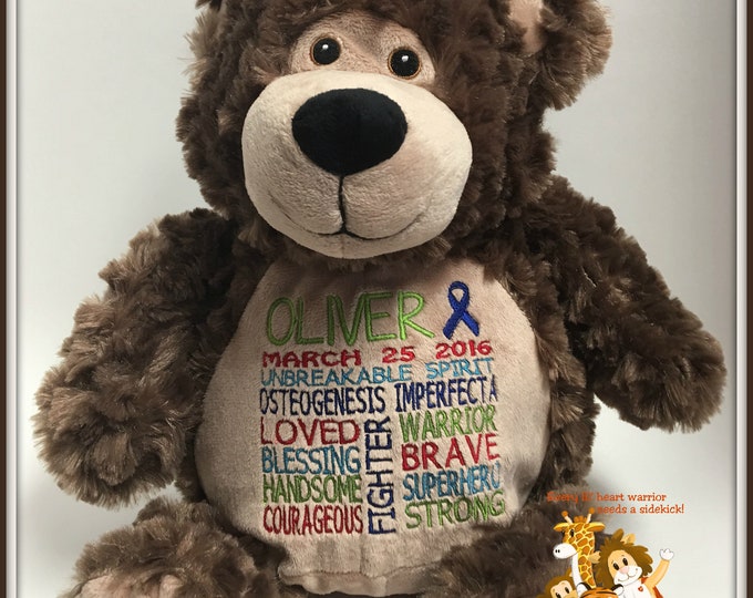 Teddy Bear, Osteogenesis Imperfecta, Personalized Warrior Pet, Stuffed ...