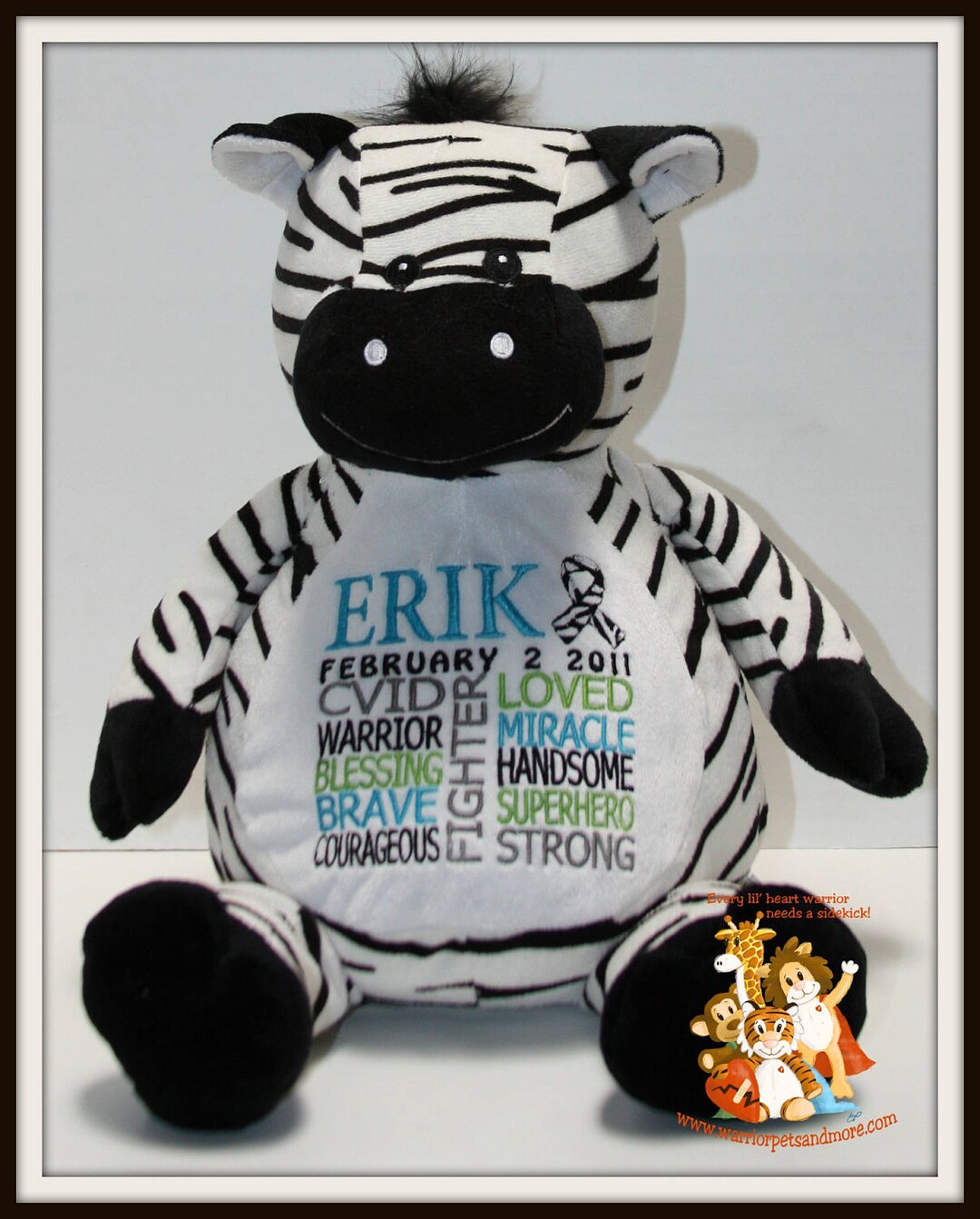 CVID, ZEBRA, Warrior Pet, Personalized, Stuffed Animal - Etsy