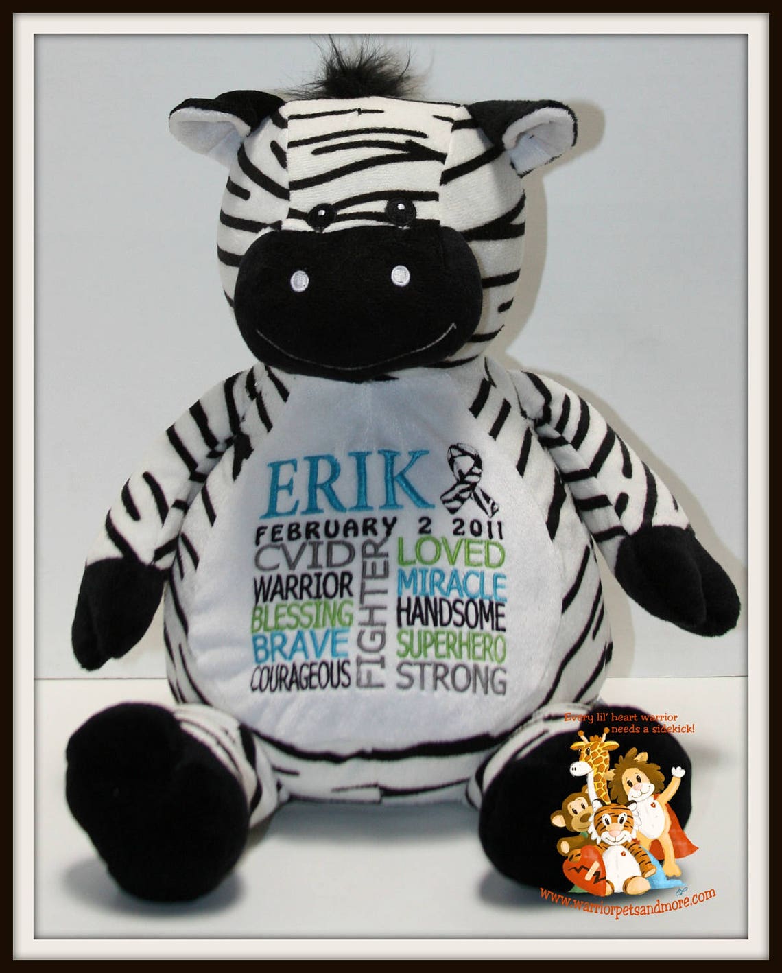 CVID ZEBRA Warrior Pet Personalized Stuffed Animal - Etsy