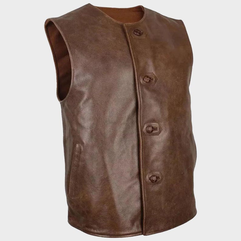 WW1 & WW2 British Army Leather Jerkin - Brown Real Leather Repro ...