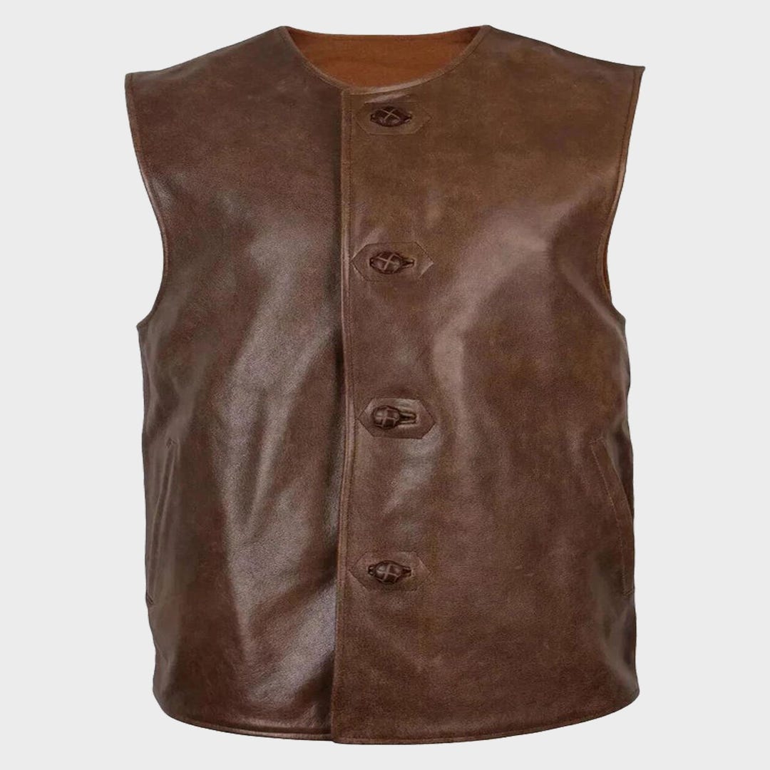 WW1 & WW2 British Army Leather Jerkin - Brown Real Leather Repro ...