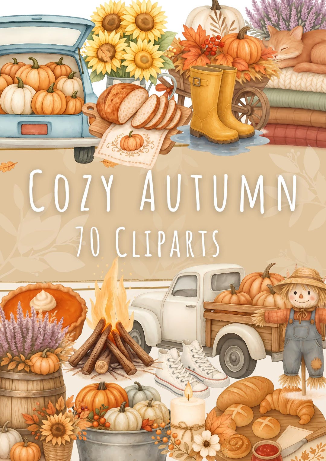 Cozy Autumn Clipart Bundle: 70 Fall Illustrations (digital Art ...