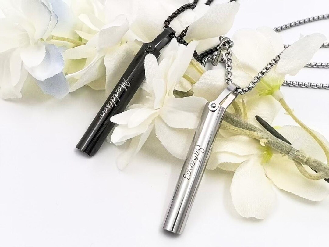 Personalized Stainless Steel Breathing Necklace: Anxiety Relief, Panic ...