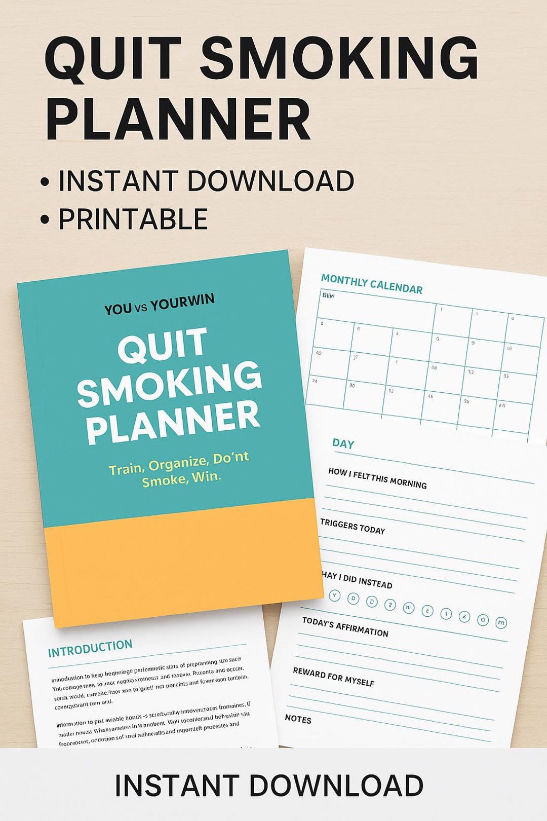 You Vs Yourwin: 30-day Quit Smoking Planner – Track Your Progress ...