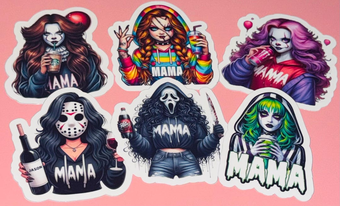 Spooky Mom Horror Sticker Pack – Chucky, Freddy, Beetlejuice - Etsy
