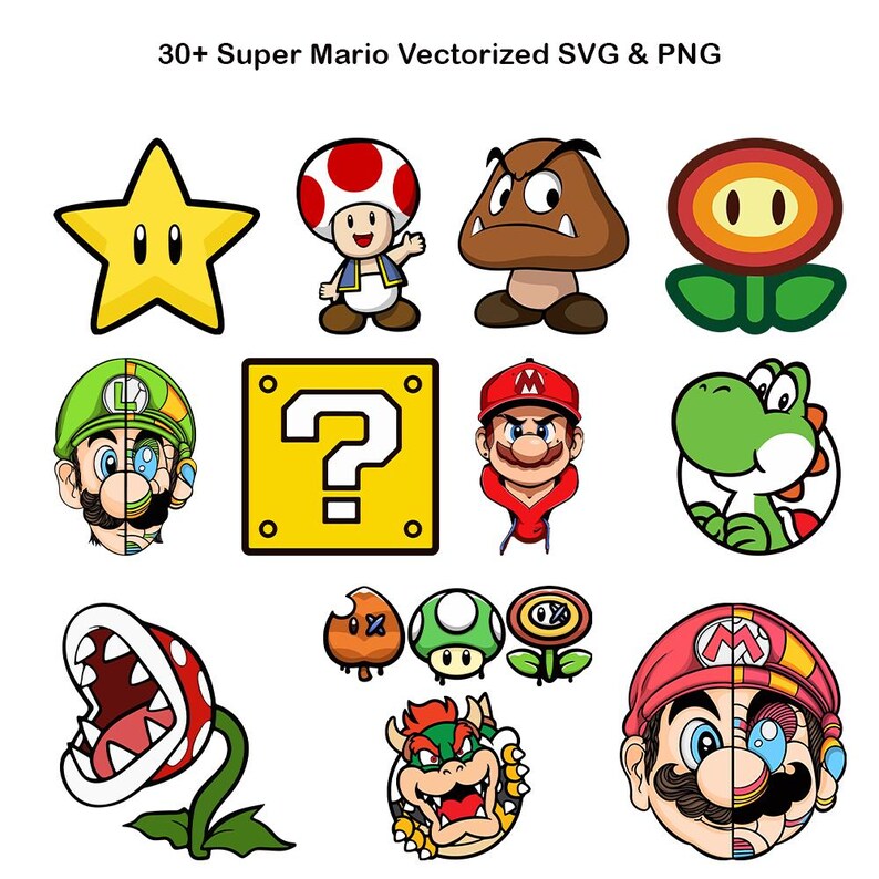 Super Mario SVG Bundle: Gaming Party Designs, Cricut & Silhouette ...