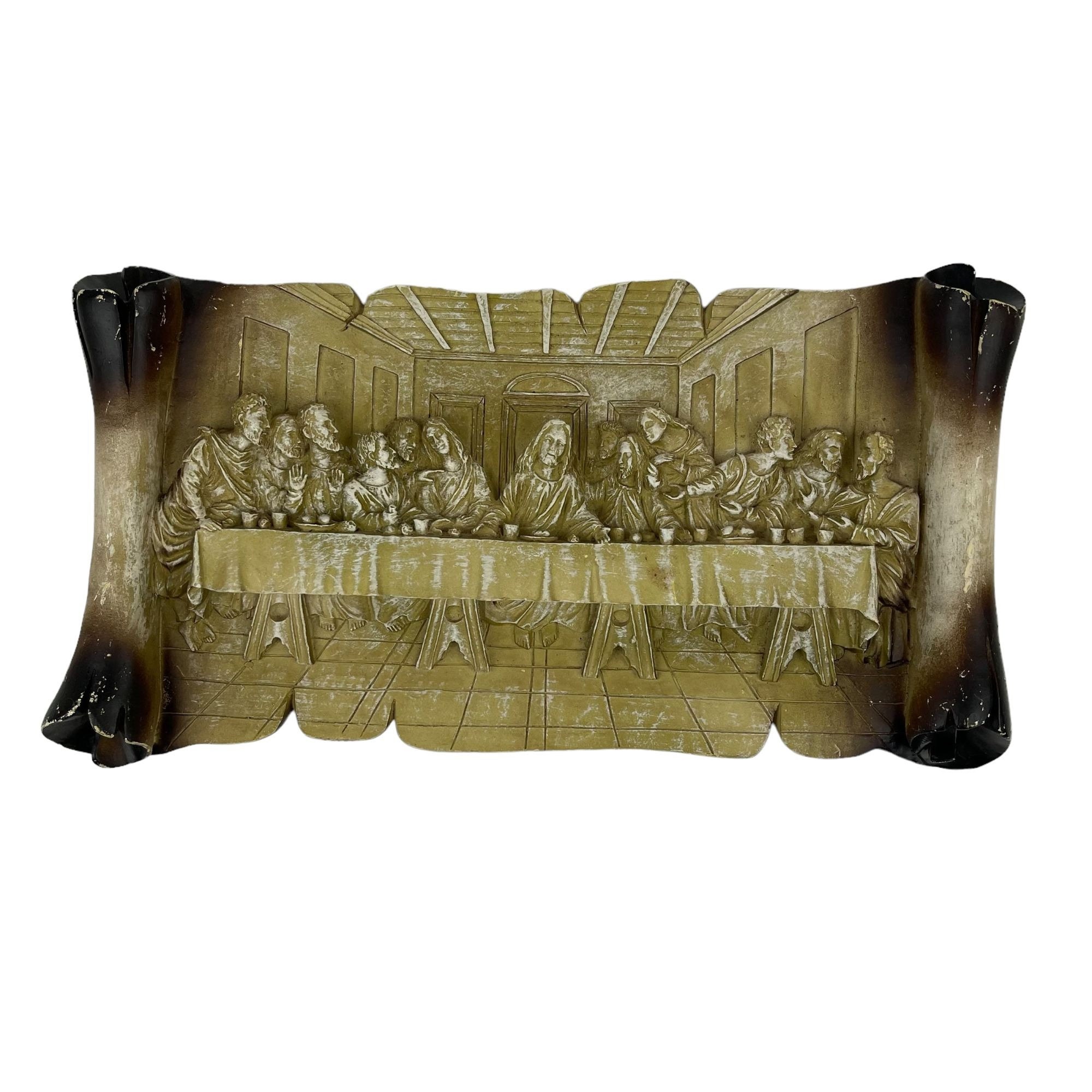 Vintage Cast Resin 3D Last Supper Scroll Plaque Christian Decor - Etsy
