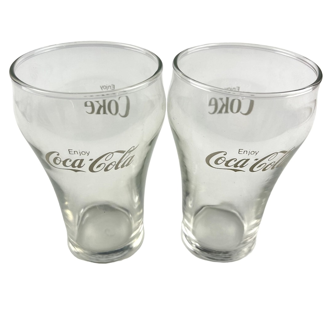 Coca Cola Enjoy Coke Drinking Glasses Set of 2 Small Vintage Drinking ...