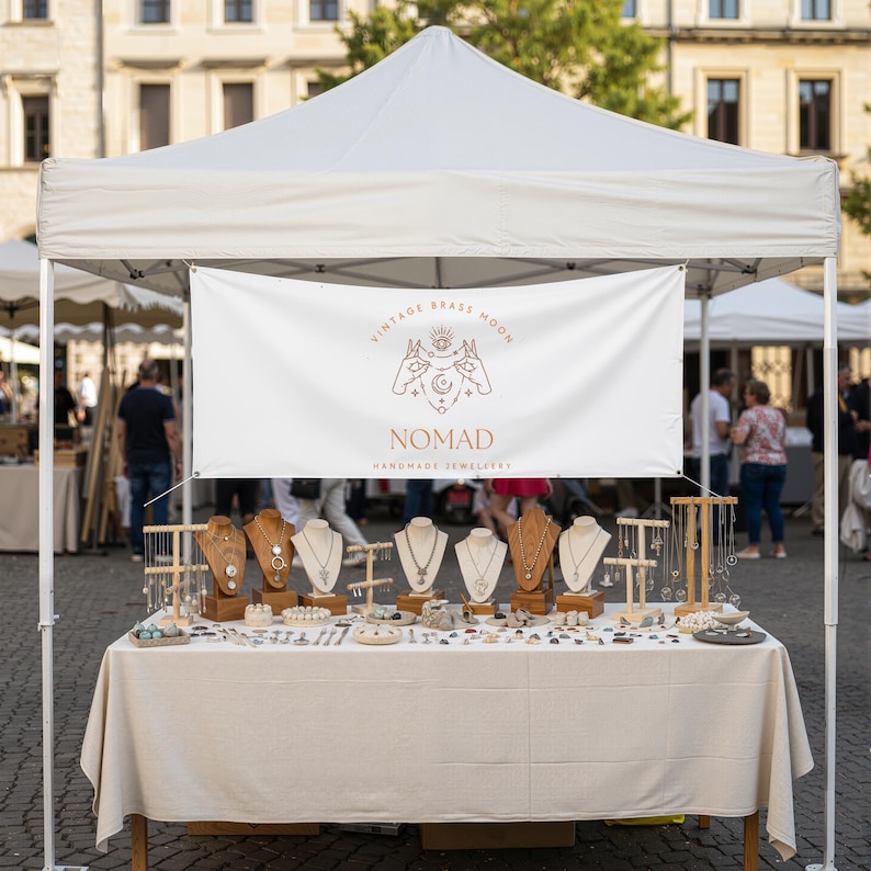 Custom Logo Canvas Table Runner, Personalized Market Vendor Booth ...