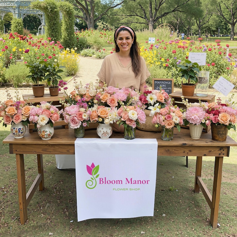 Custom Logo Canvas Table Runner, Personalized Market Vendor Booth ...