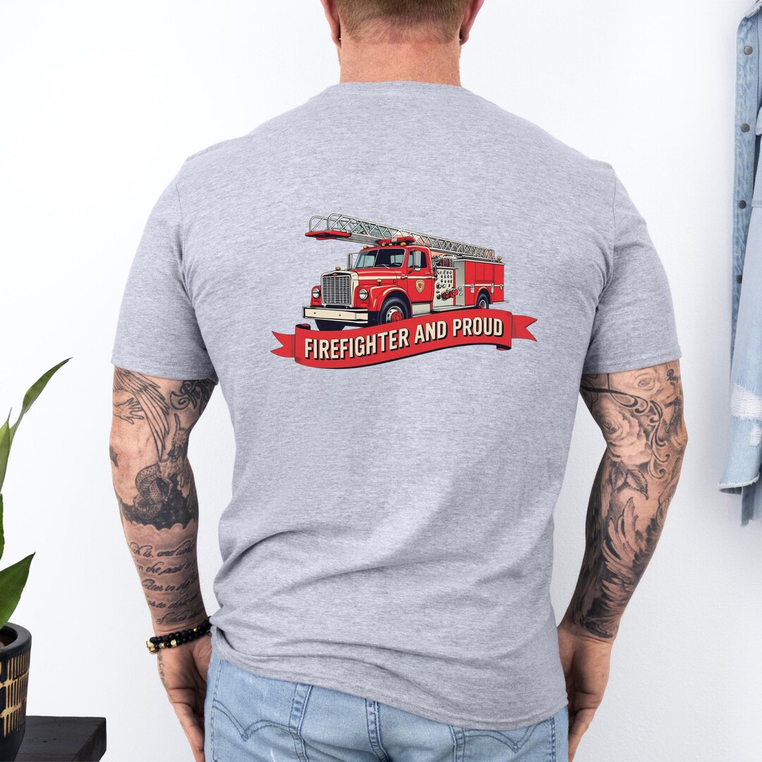 Firefighter T-shirt: Fire Truck Graphic, Hero Workwear Tee - Etsy