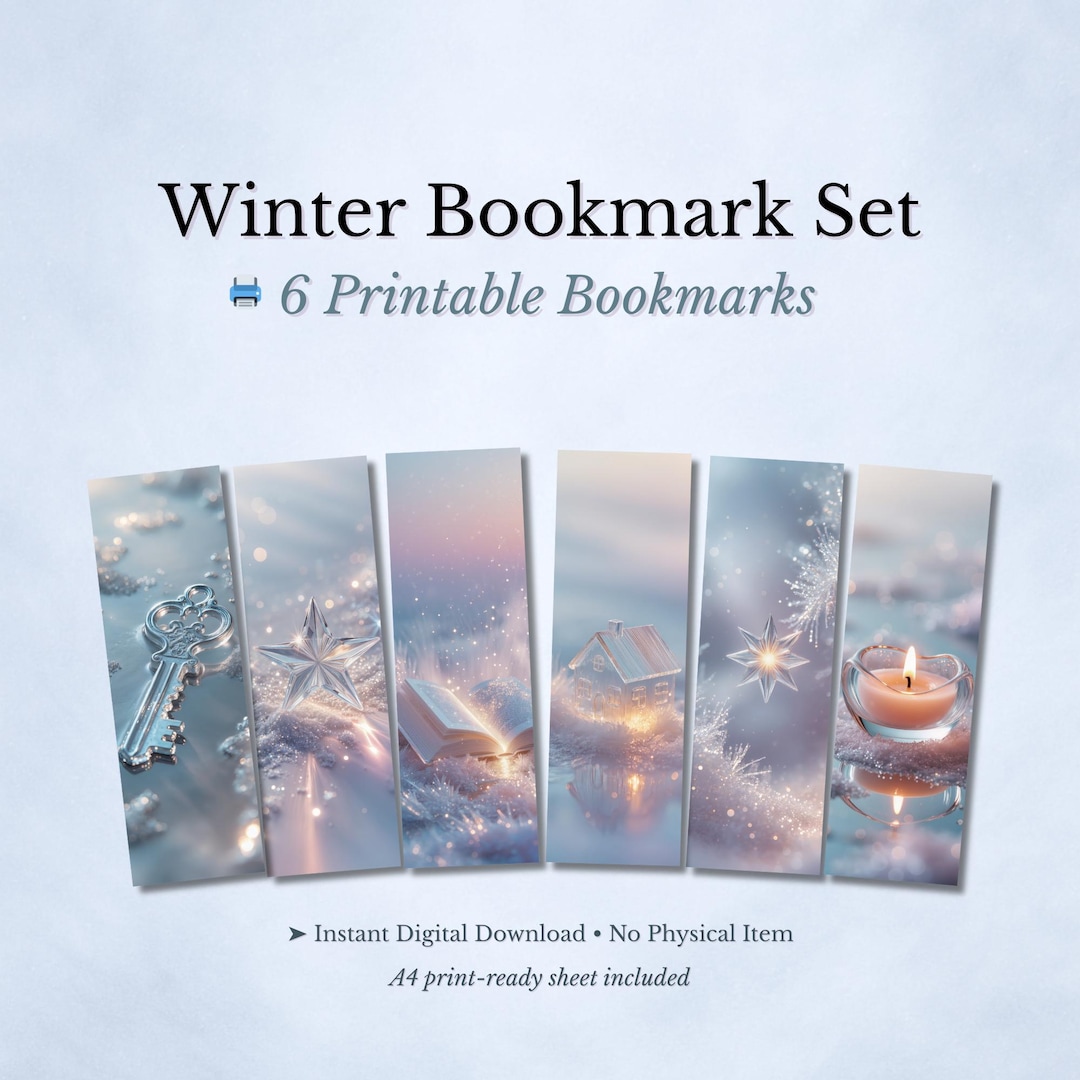 Winter Printable Bookmark Set • 6 Crystal Pastel Designs • A4 Print ...