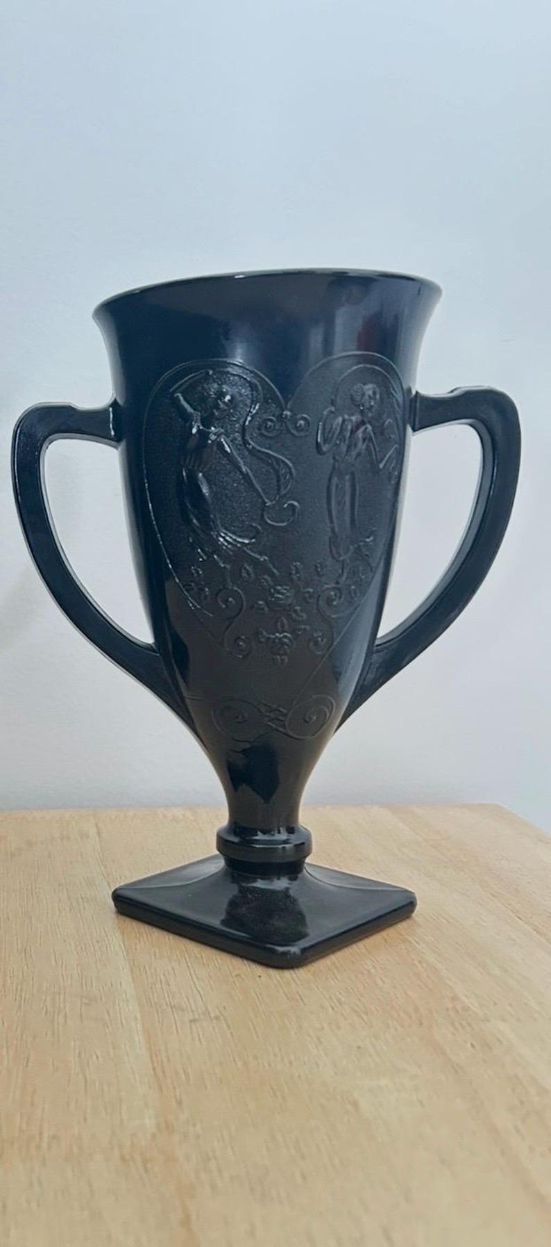 Vase En Verre Noir Améthyste LE Smith Des Années 1930, Vase Trophée ...