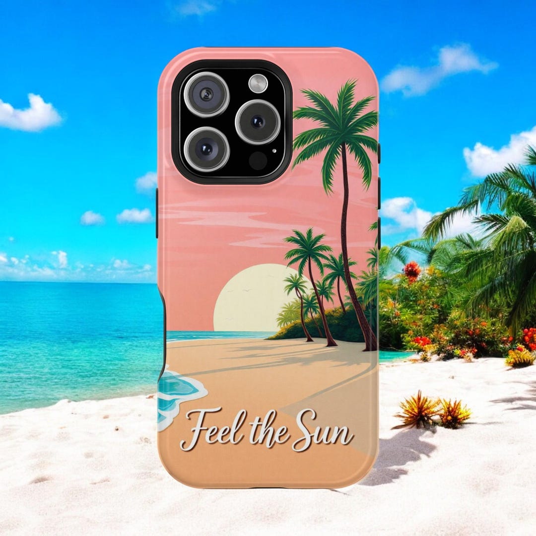 Tropical Sunset Phone Case: Beach Palm Trees, Magsafe Compatible - Etsy