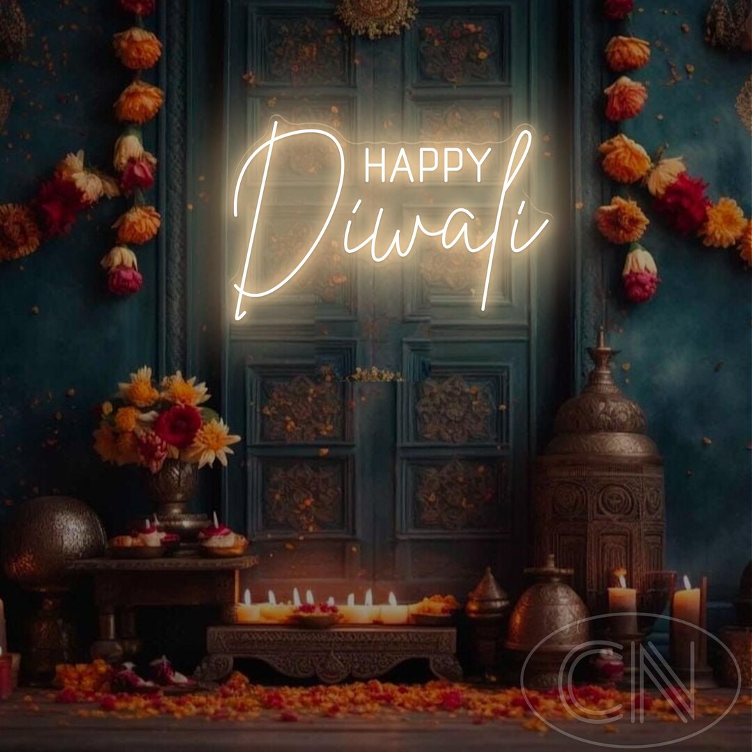 Happy Diwali Neon Sign, Custom Shubh Diwali Diya LED Neon Light Signs ...