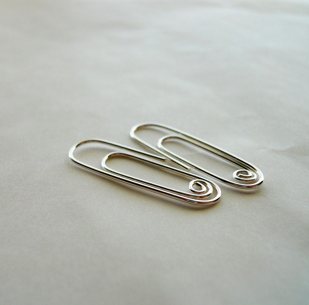 Paper Clip Earrings - .925 Sterling Silver - Etsy