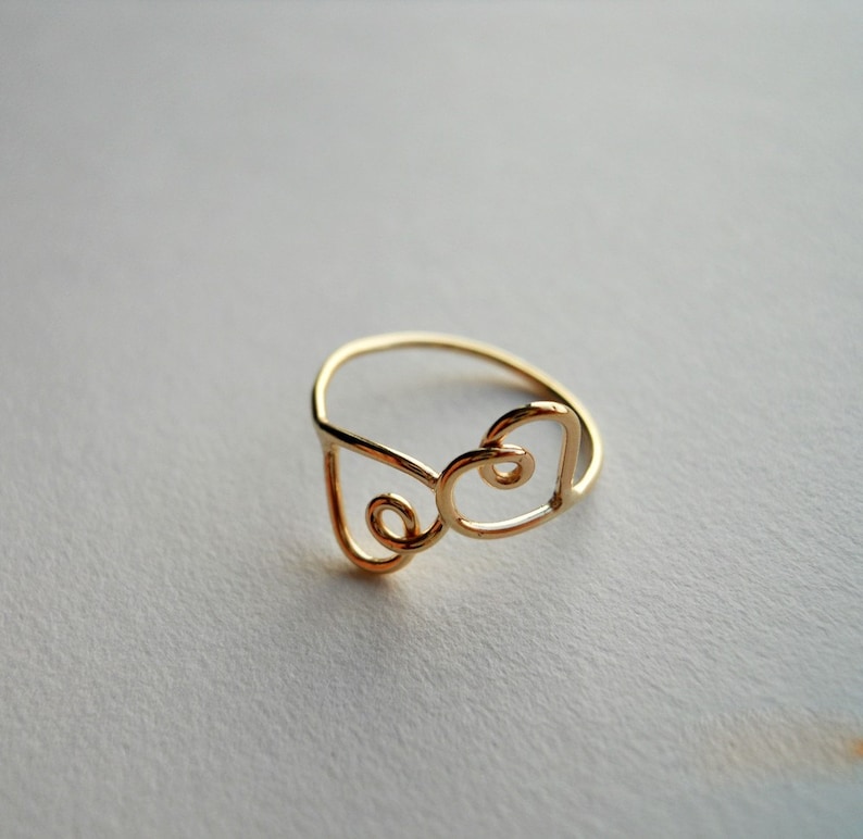 Double Heart Ring 14k Gold Filled - Etsy