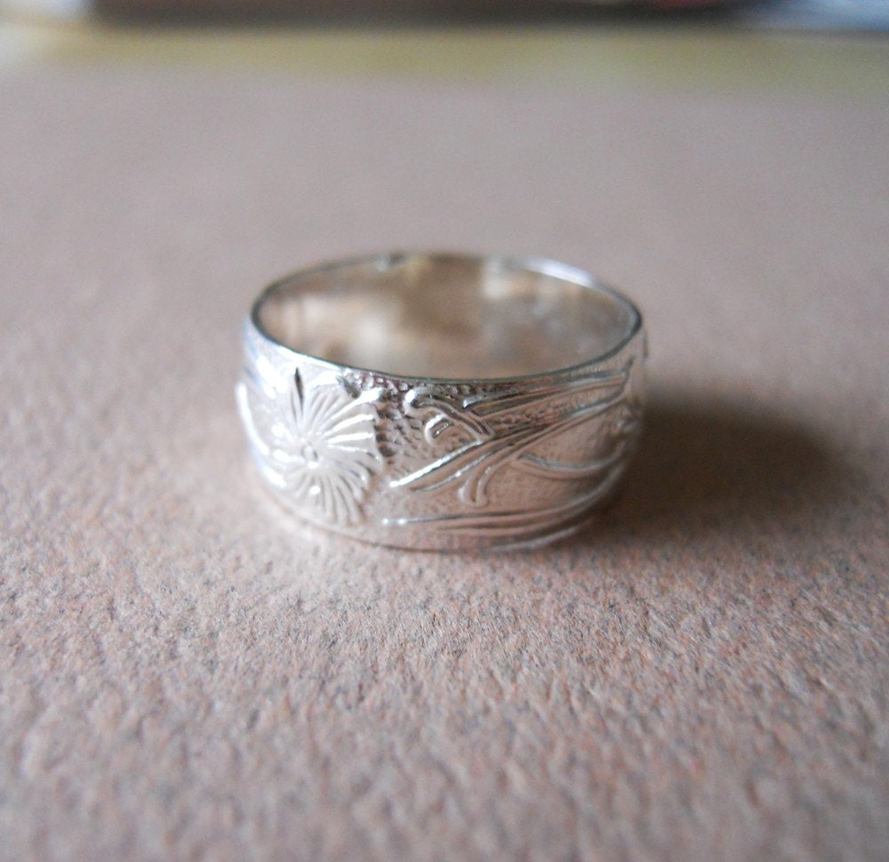 925 Sterling Silver Wide Pattern Band Ring | Etsy