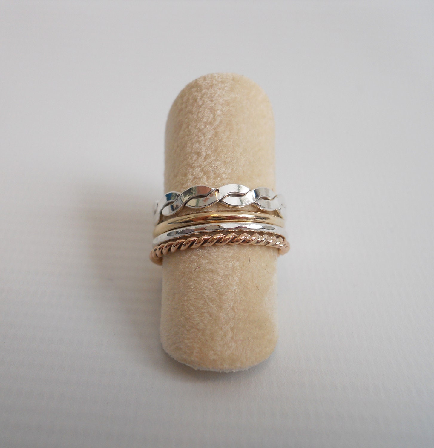 Four Stacking Rings Set Mixed Metal - Etsy