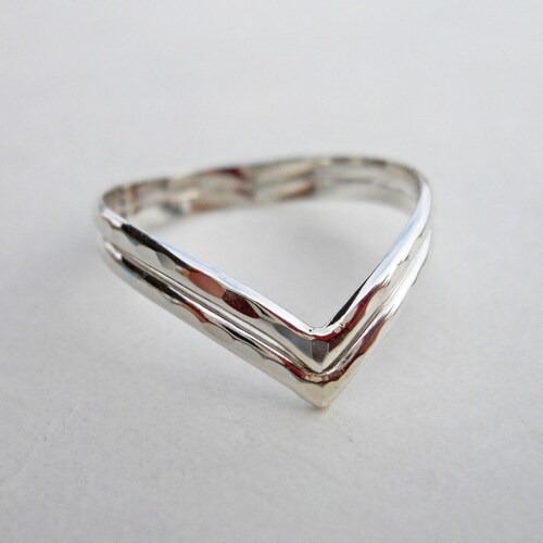 Chevron Ring V Ring 925 Sterling Silver Hammered | Etsy