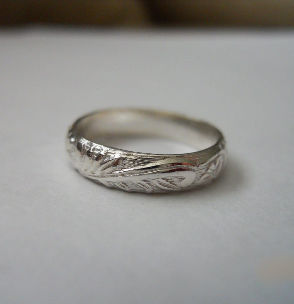 Pattern Band Ring 925 Sterling Silver - Etsy