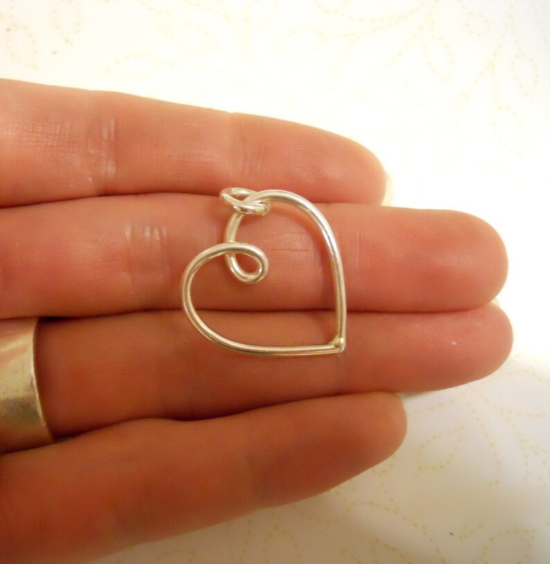 V Dangle Heart Necklace Collar - .925 Sterling Silver - Etsy