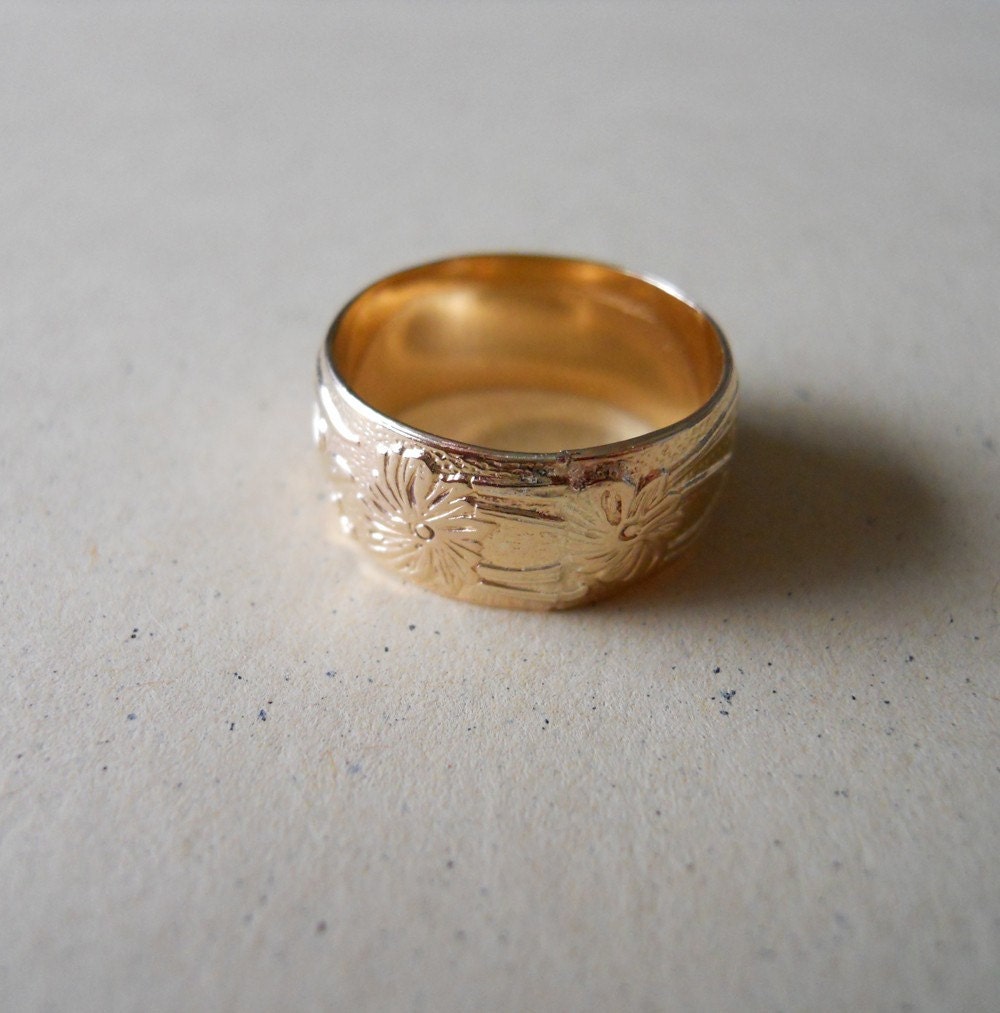 14k Gold Filled Wide Pattern Band Ring - Etsy
