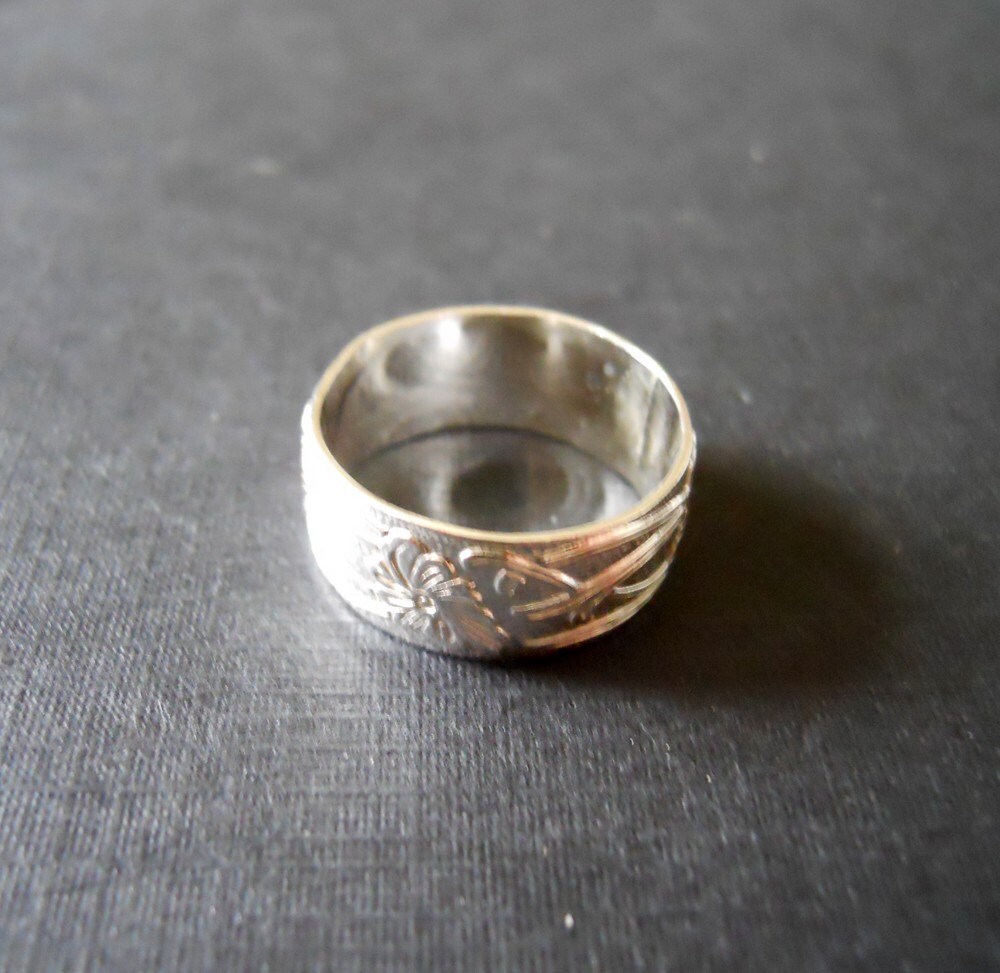 925 Sterling Silver Wide Pattern Band Ring - Etsy