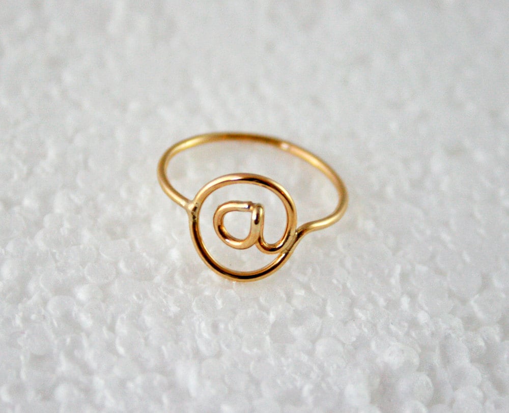 At Symbol Ring 14k Gold Filled Twitter Instagram Ring Email - Etsy