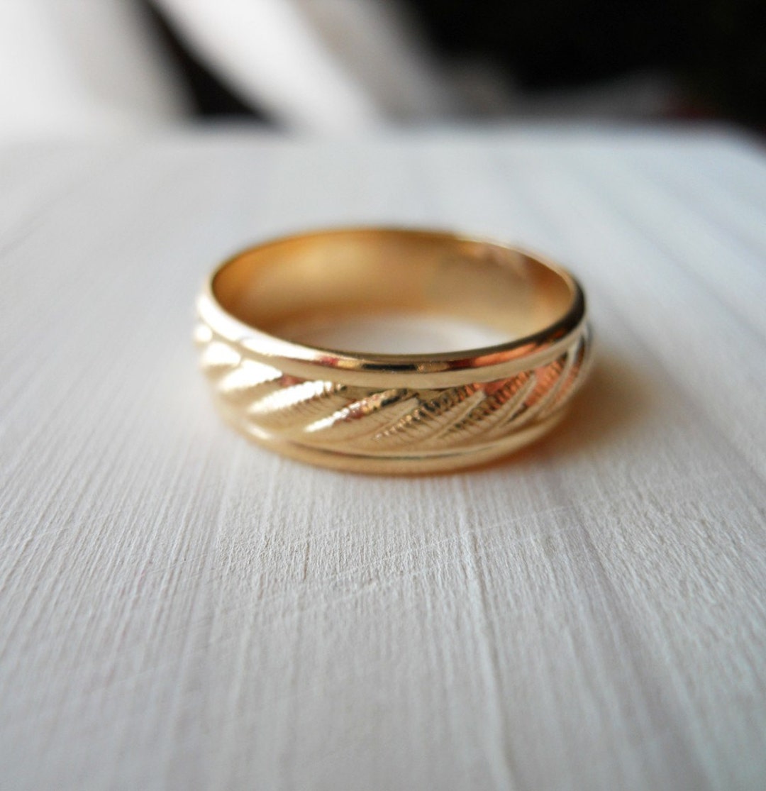 Pattern Band Ring 5mm Wide 14k Gold Filled - Etsy