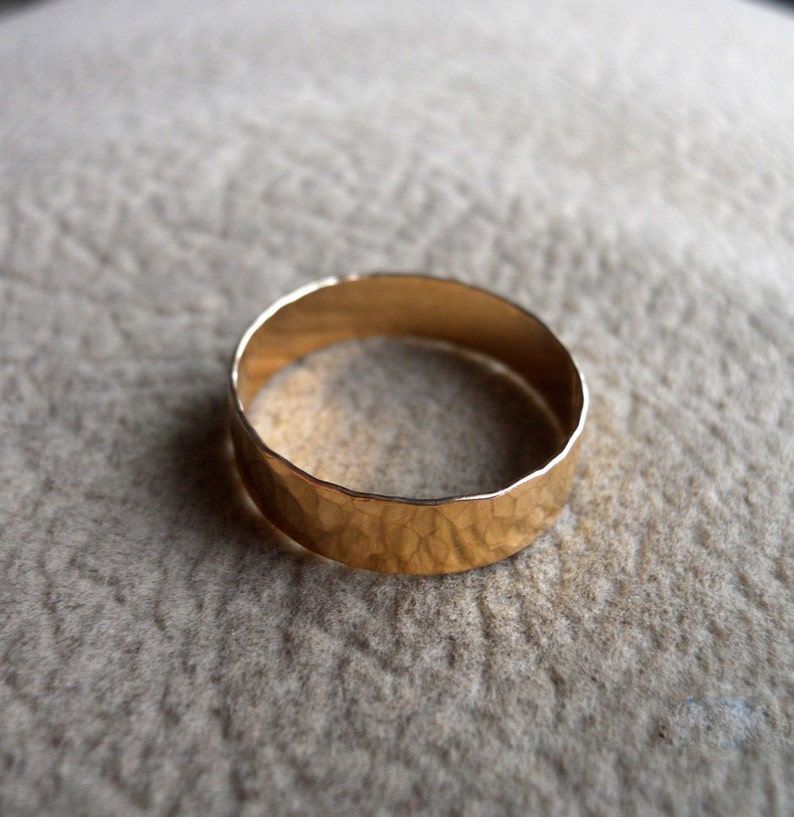 Wide Band Ring Hammered 14k Gold Filled - Etsy