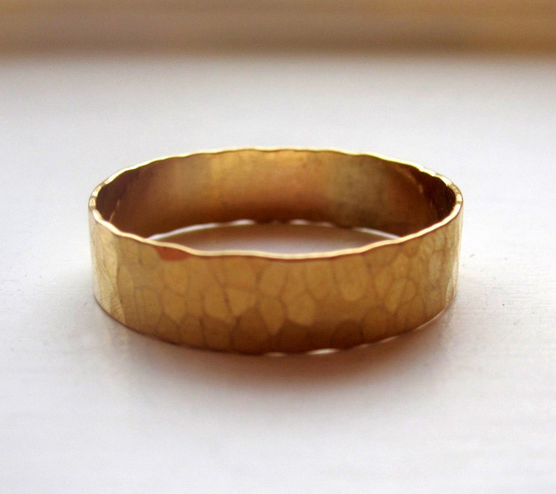 Wide Band Ring Hammered - 14k Gold Filled - Etsy