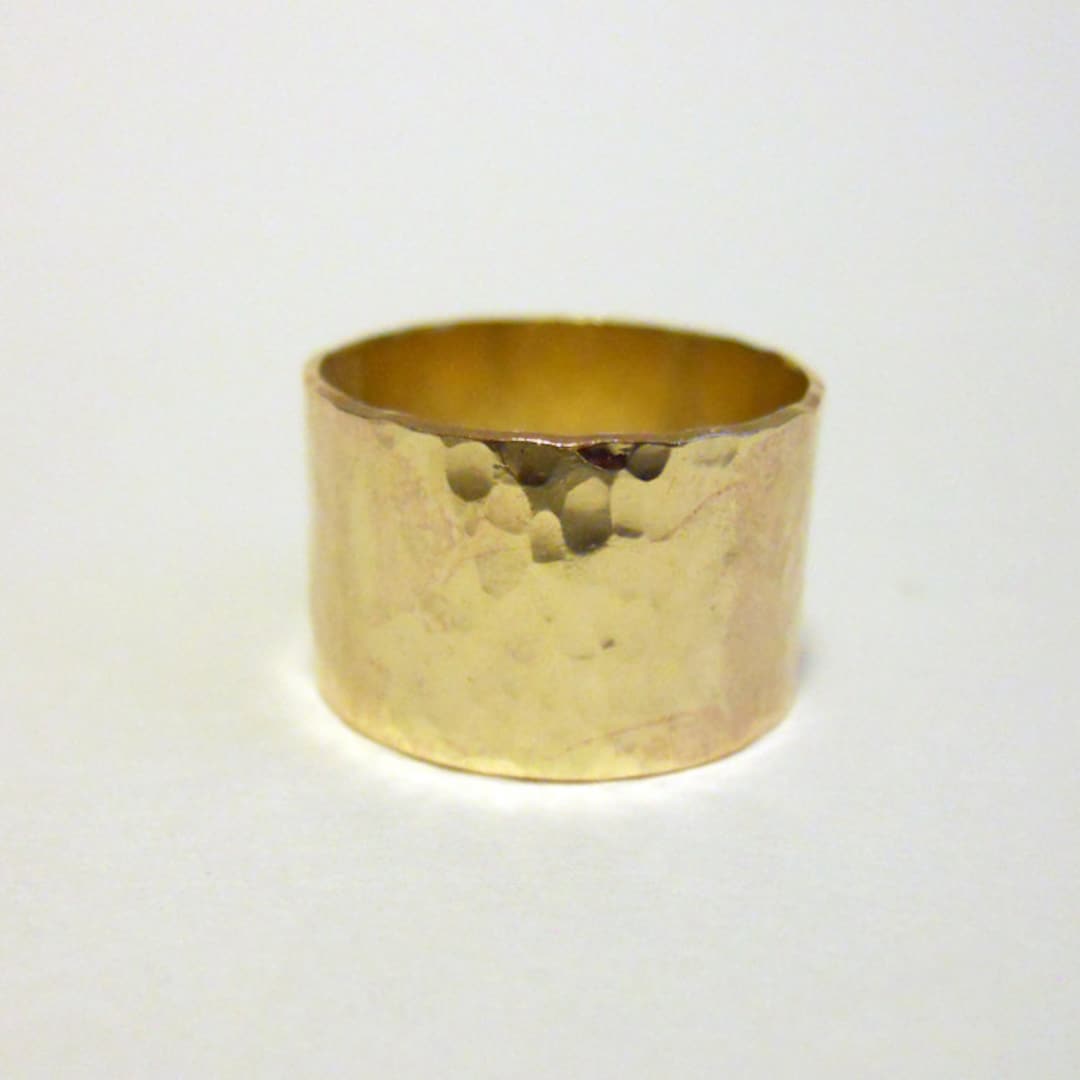 Super Wide Hammered Band Ring 10mm - 14k Gold Filled - Etsy