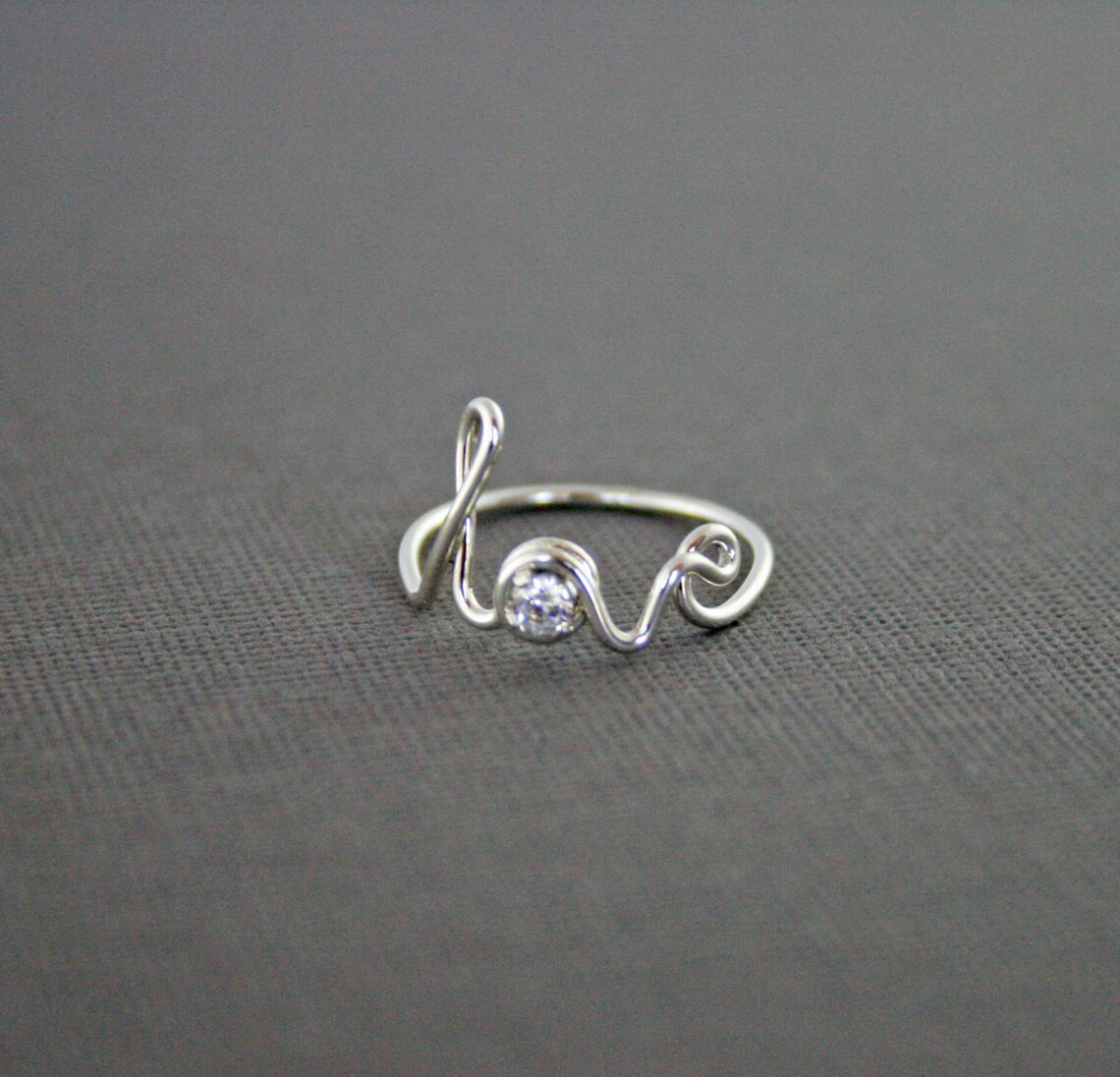 925 Sterling Silver Love Ring word ring with | Etsy