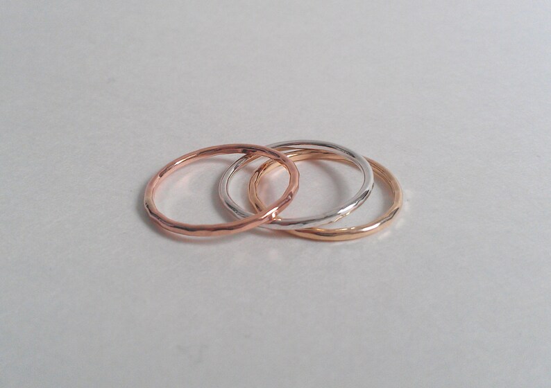 Triple Stack Hammered Rings - Etsy