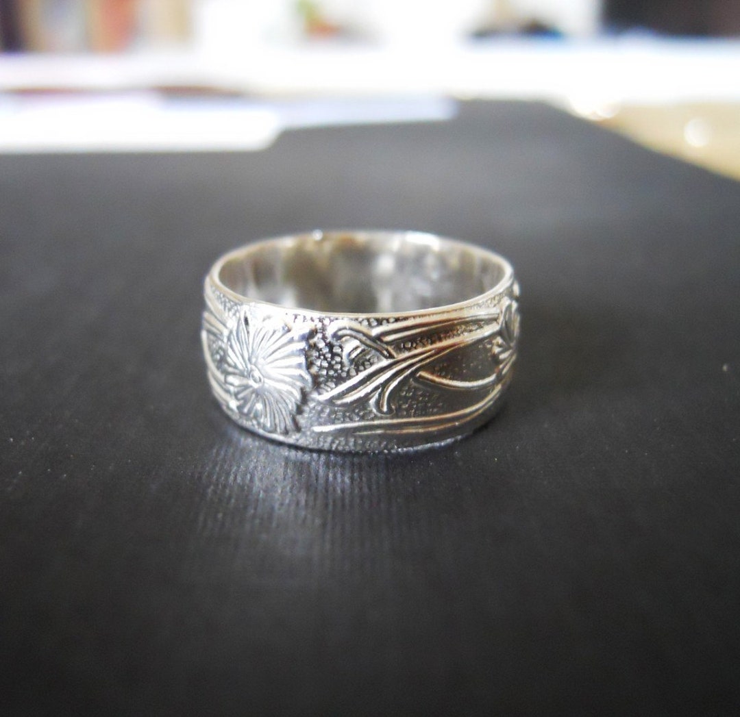 925 Sterling Silver Wide Pattern Band Ring - Etsy
