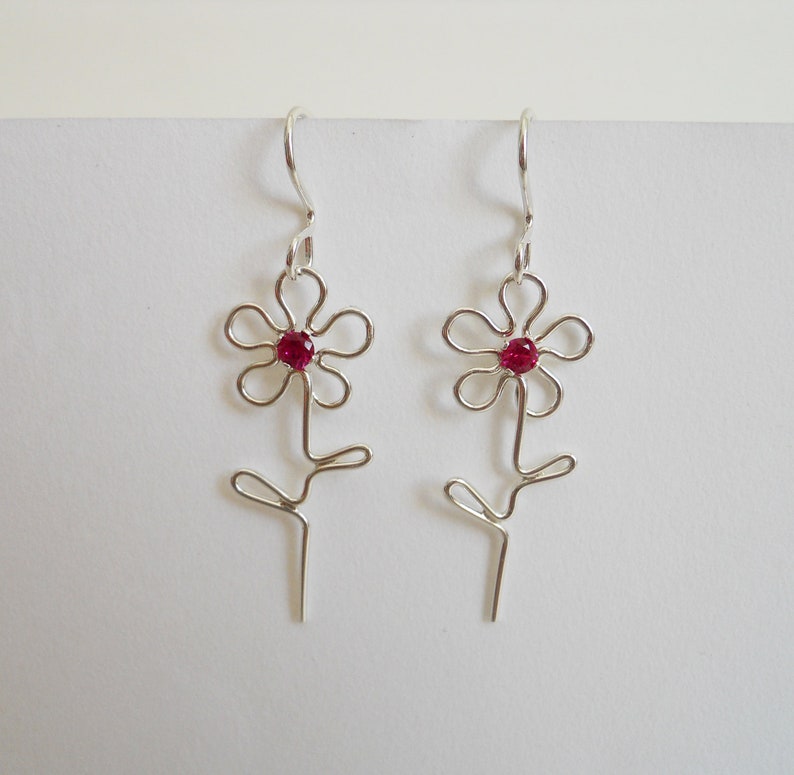 Flower Dangle Earrings Sterling Silver - Etsy