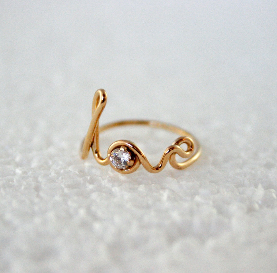 14k Gold Filled Love Ring Word Art - Etsy