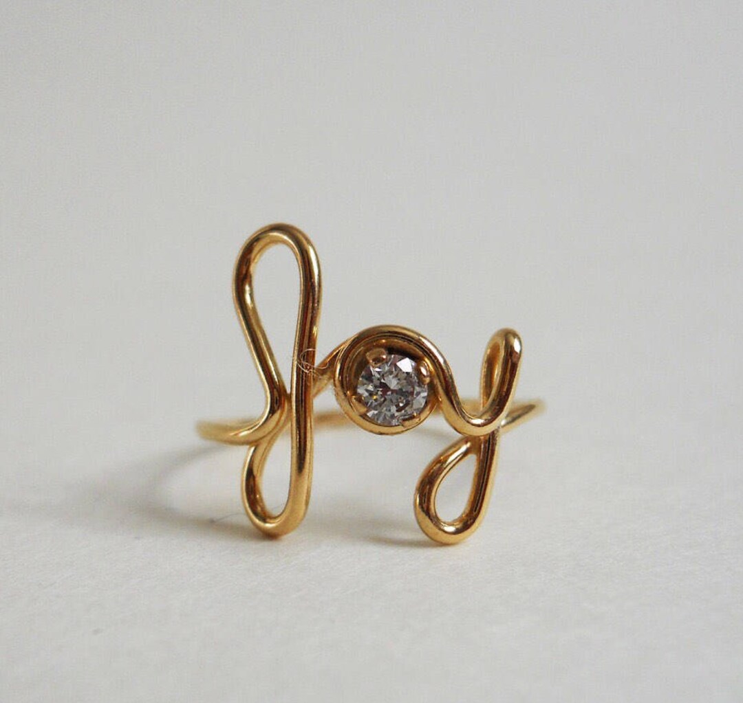 Joy Ring 14K Gold Filled Word Art - Etsy