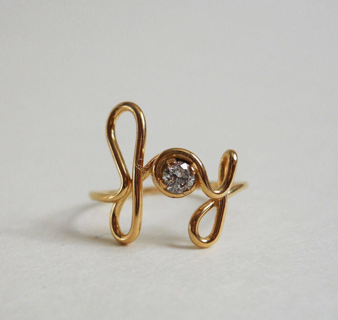 Joy Ring 14K Gold Filled Word Art - Etsy