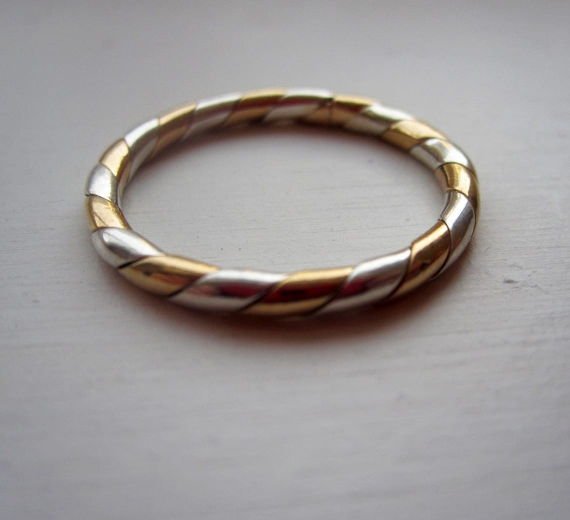 14K Gold Filled and 925 Sterling Silver Twist Ring - Etsy