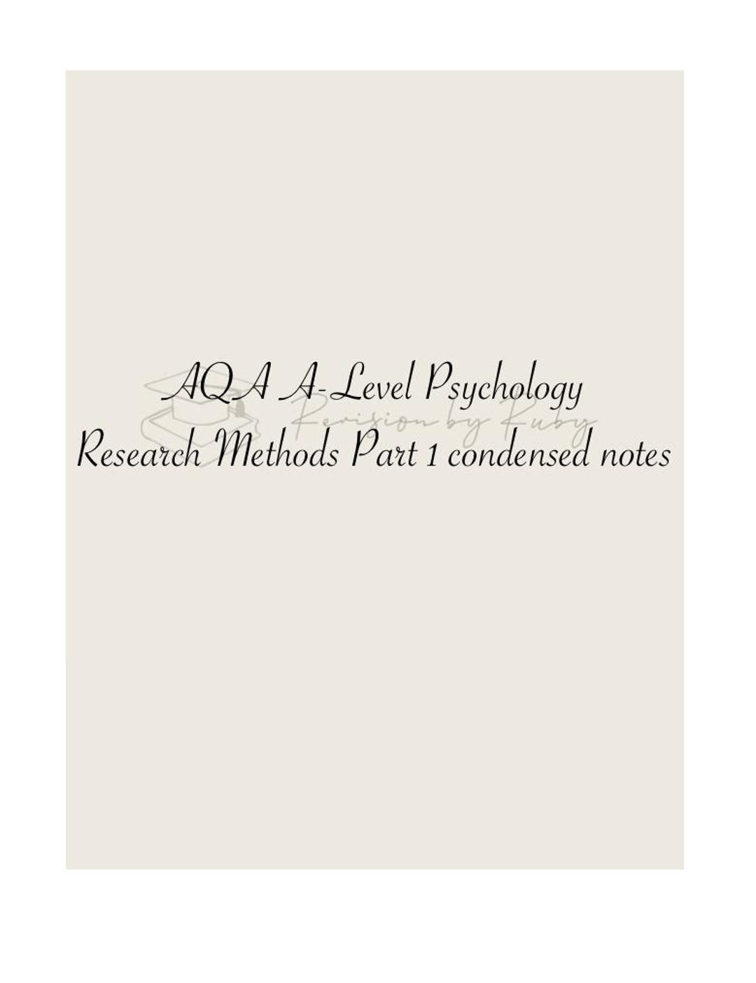 AQA A-level Psychology Research Methods PART 1 Condensed Notes - Etsy UK