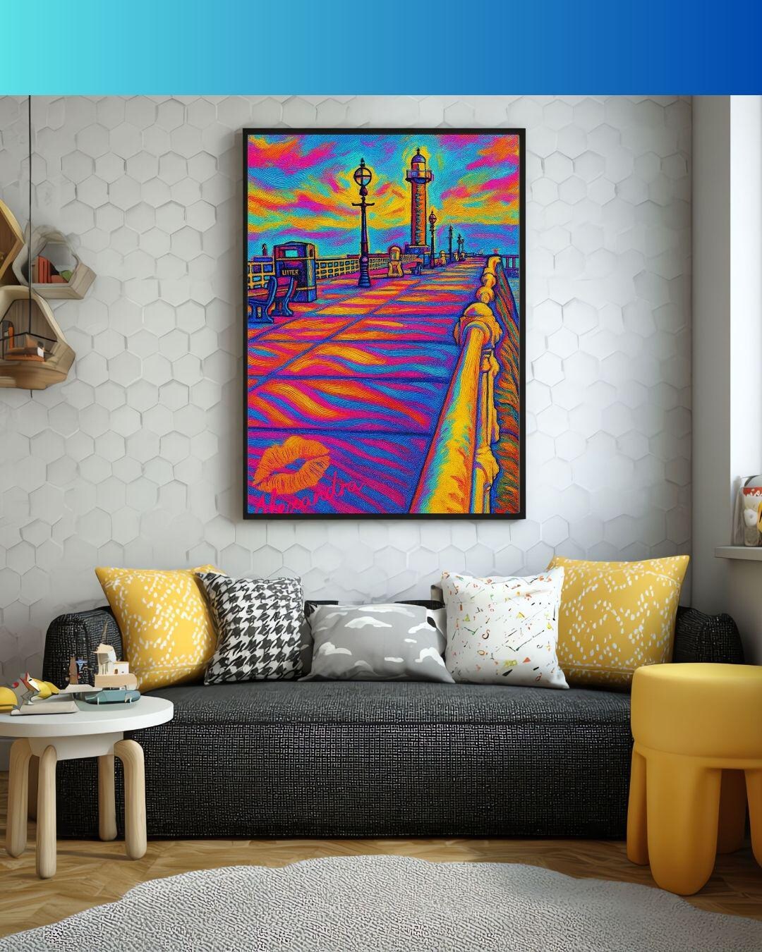 Whitby Lighthouse Pop Art Print – Vibrant Coastal Wall Art (digital ...
