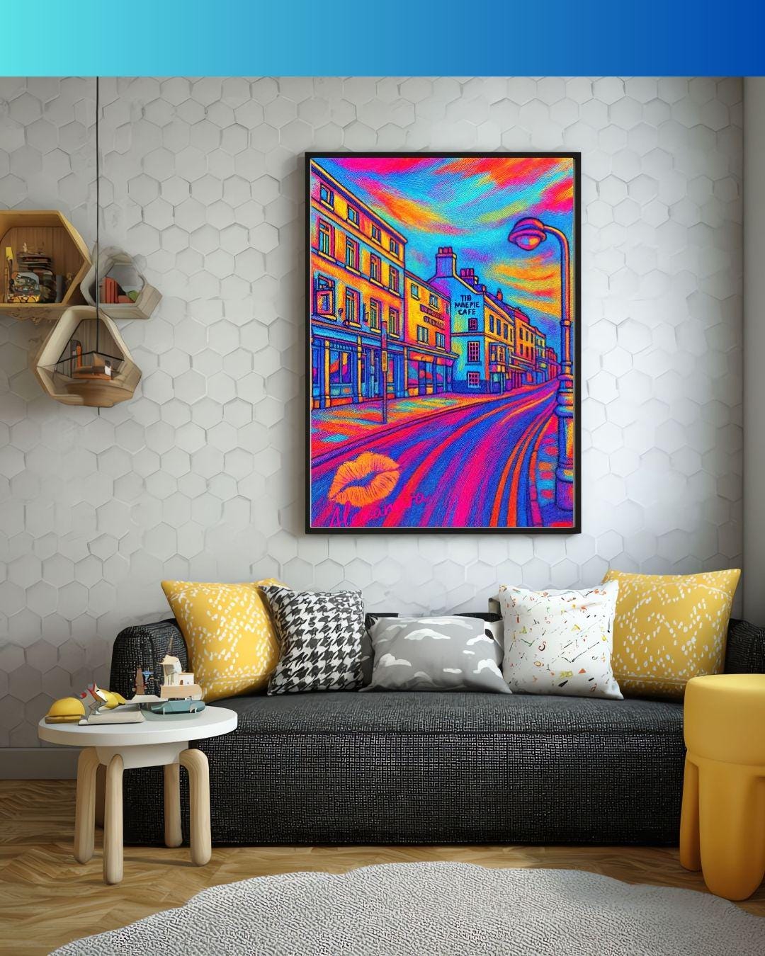 Magpie Café Whitby Print | Neon Pop Art, Coastal Street Scene (digital ...